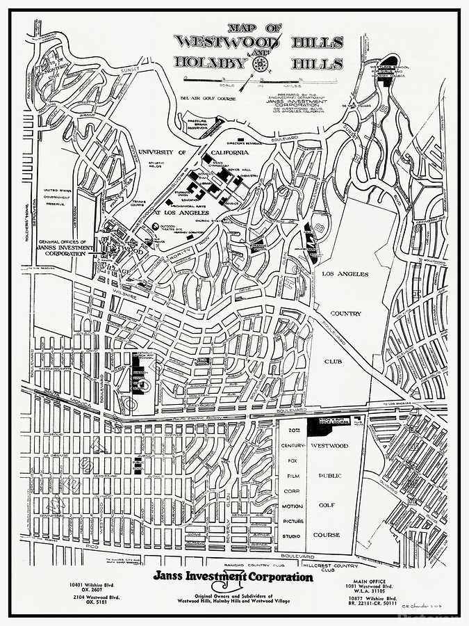 1931 Map of Westwood Hills and Holmby Hills California – Early 20th ...