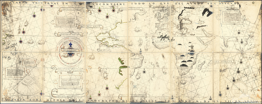 1527 Diogo Ribeiro Planisphere World Map Depicting Early Global ...