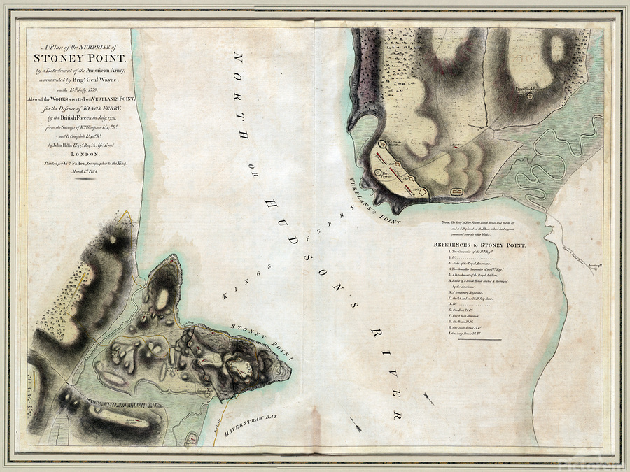 Military Map of the 1779 American Revolutionary War Battle of Stony ...