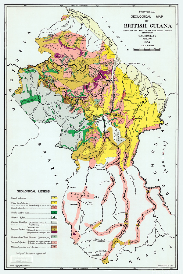 Geological Map of Guyana Showing Mineral Resources Tectonic Structures ...