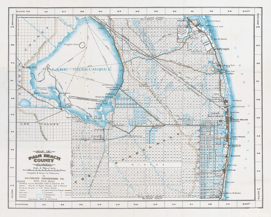 1923 Map of Palm Beach County Florida – Early 20th Century Map ...