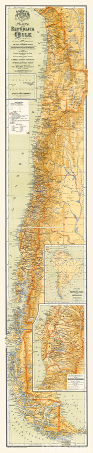 1891 Map of Chile – Historical South American Chart Showing National ...
