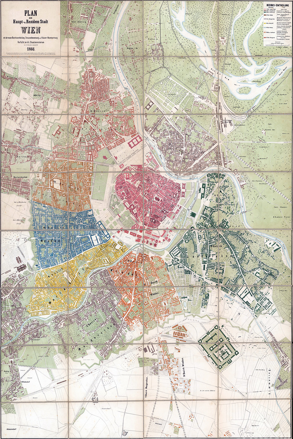 1866 Map of Vienna Austria by History In Your Home Wall Art