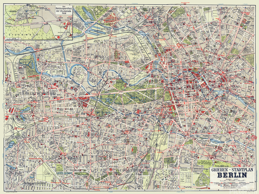 1936 Berlin Olympics Map – Official City Map Displaying Venues ...
