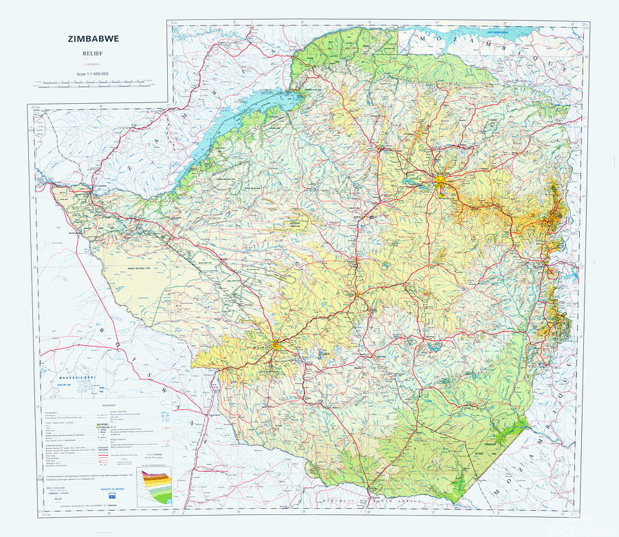 1973 Map of Zimbabwe – Historical Southern Africa Map Depicting ...