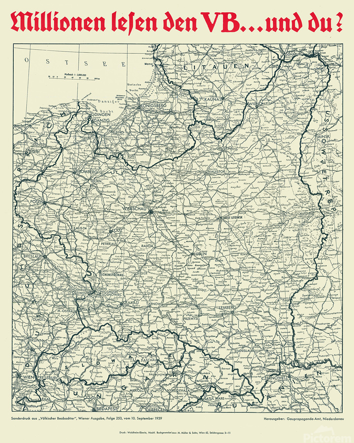 1939 Nazi Propaganda Map of the Invasion of Poland – World War II ...