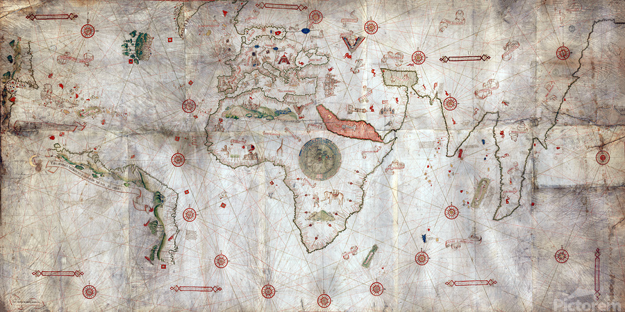 1506 Caverio Map of the World Showing Early European Understandings of ...