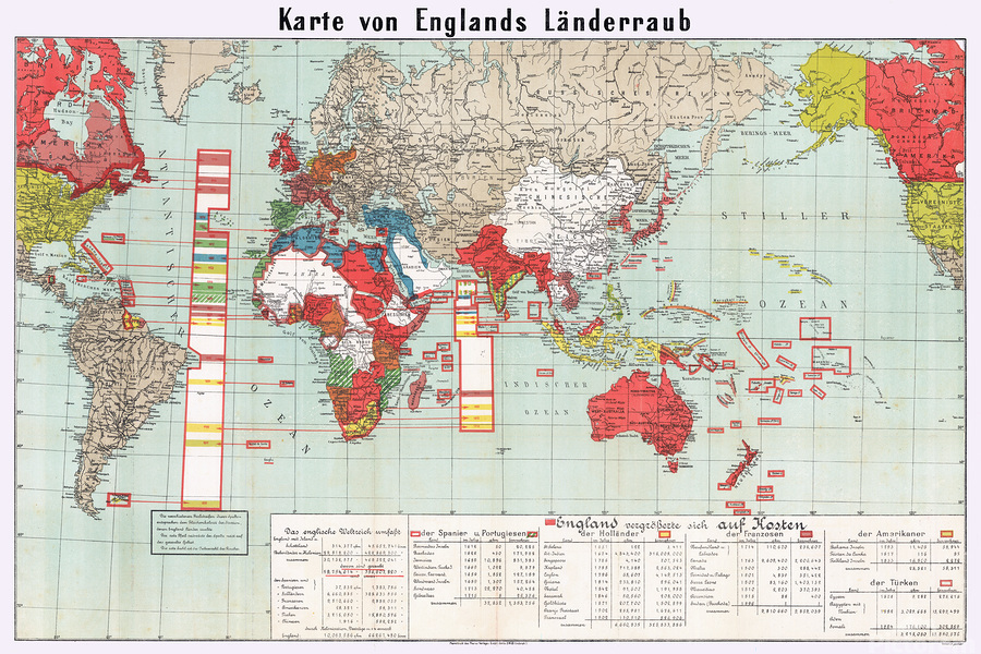 1914 German WW1 Propaganda Map of the World by History In Your Home ...