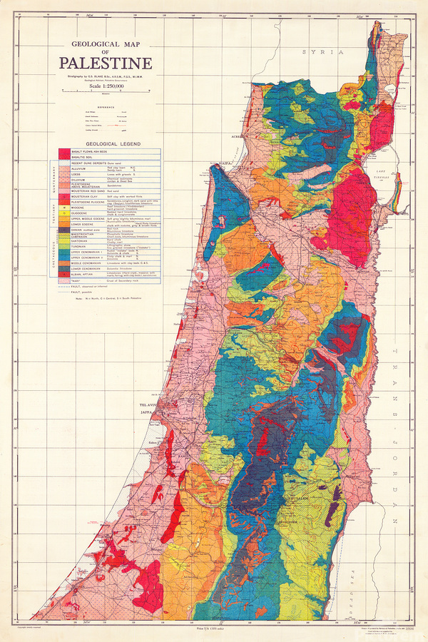 Geological Map of Palestine – Scientific Survey Map Showing Geological ...