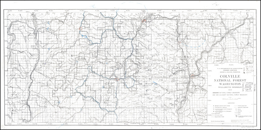 1918 Map of Colville National Forest in Washington by History In Your ...