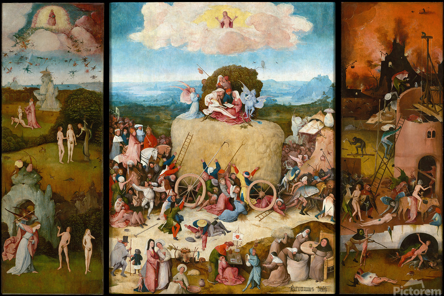 Hieronymus Bosch – The Haywain Triptych – Allegorical Painting Showing ...