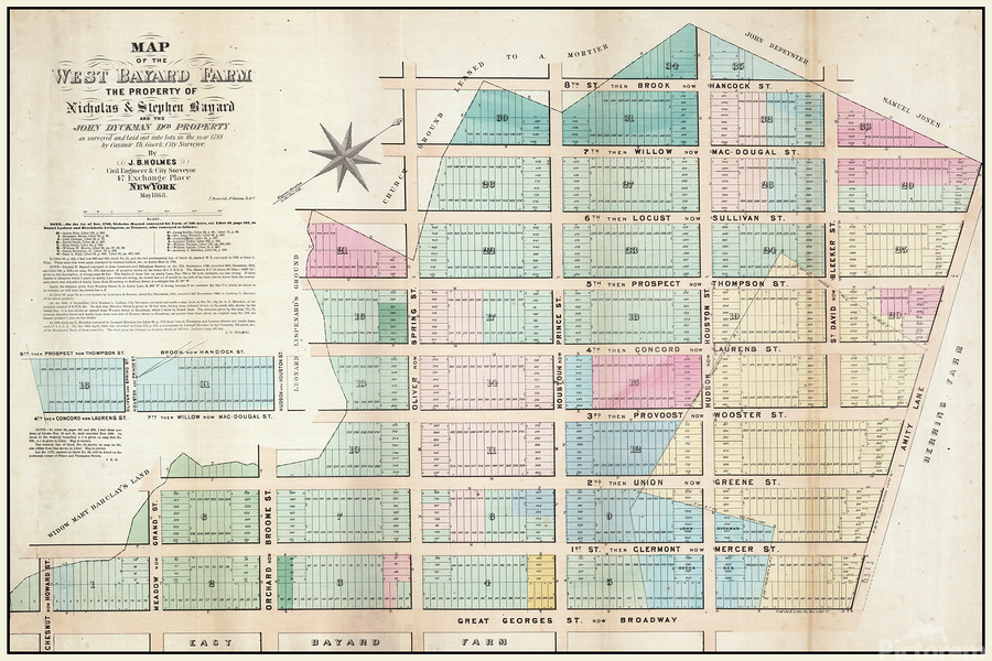 1868 Map of the Soho Neighborhood in Manhattan New York City Showing ...