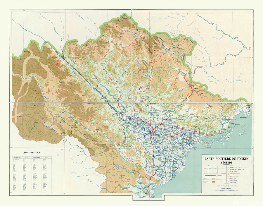1932 Map of the Protectorate of Tonkin – Historic Colonial-Era Map of ...