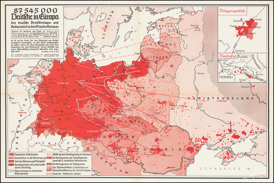 1938 German Nazi Propaganda Map of Europe – Pre-WWII Map Promoting Nazi ...