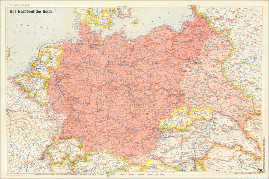 1942 Map of Nazi Germany – Wartime Map Showing Administrative ...