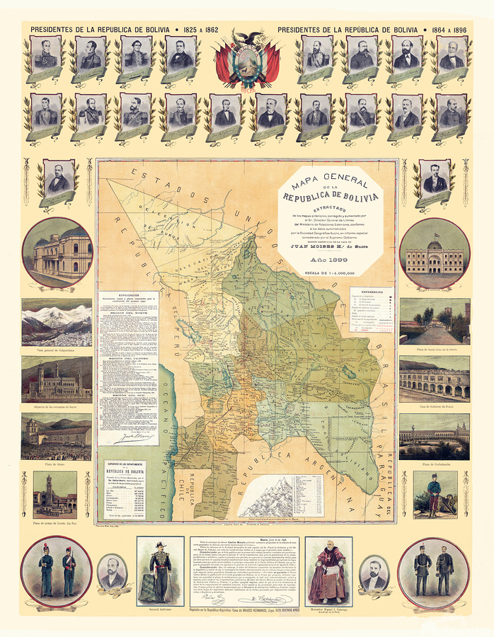 1899 Map of Bolivia – Historical South American Chart Showing National ...