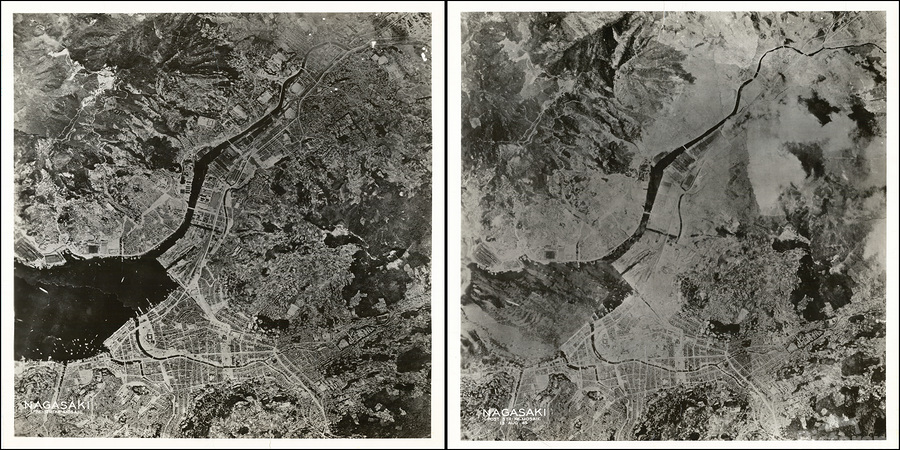 1945 Aerial Photographs of Nagasaki Before and After the Atomic Bomb ...
