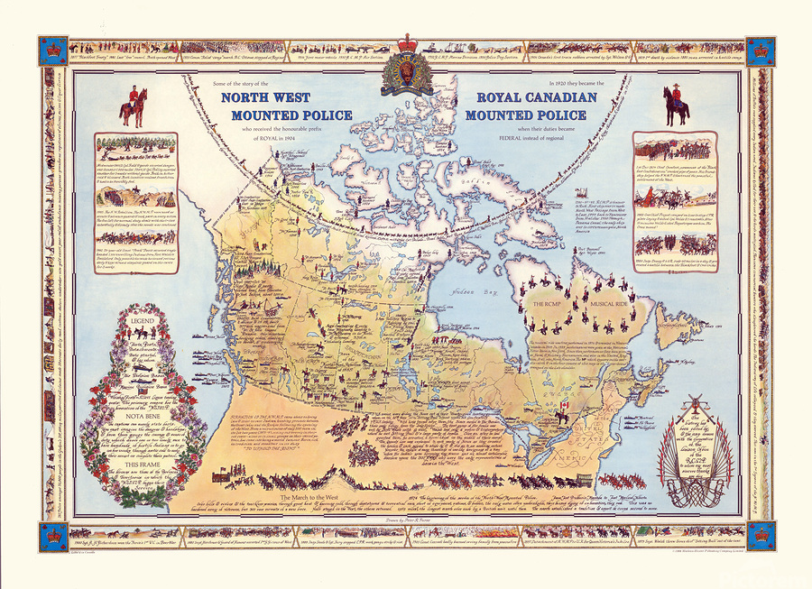 Pictorial Map of Canada – Vintage Illustrated Map Featuring Royal ...