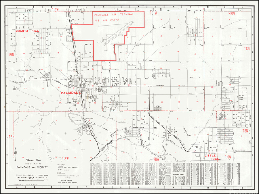 1950 Map of Palmdale and Antelope Valley California – Mid-Century Map ...