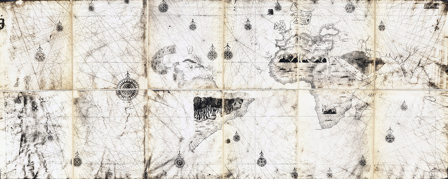 1523 Turin World Map Depicting the Magellan Expeditions ...