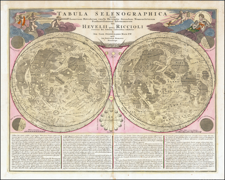17th Century Map of the Moon by History In Your Home Wall Art