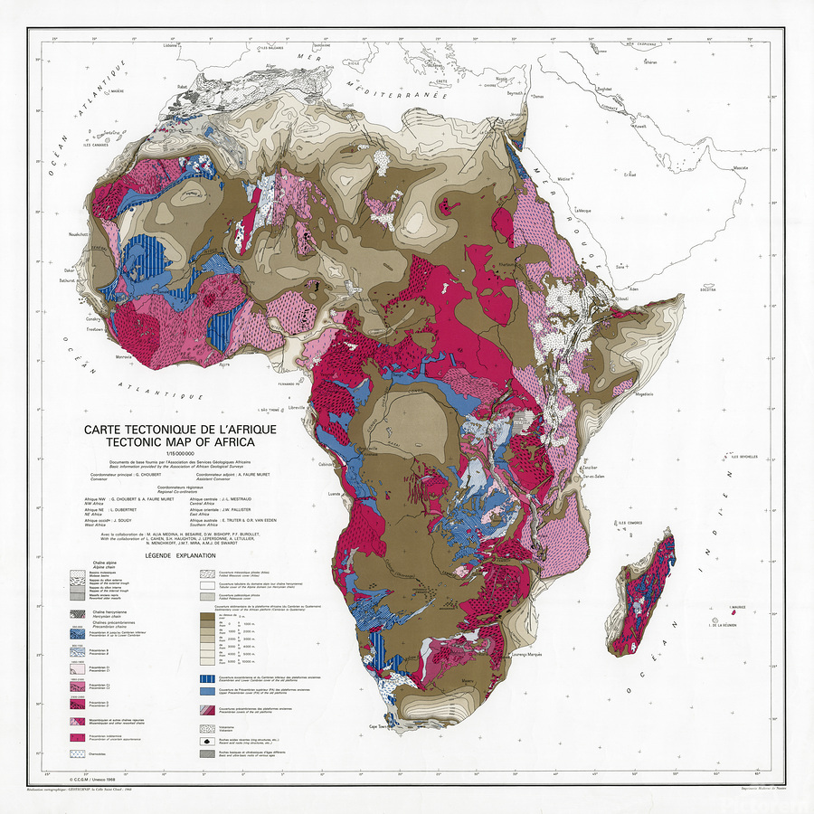 Tectonic Map of Africa – Geological Structure Showing Plate Boundaries ...