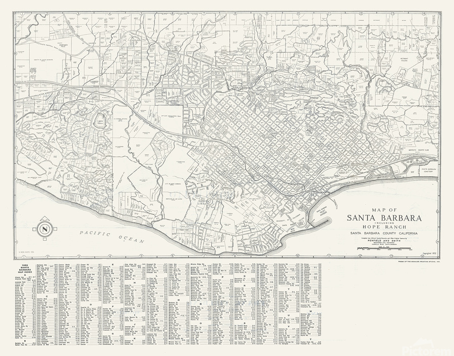 1946 Map of Santa Barbara California – Historic Post-World War II Urban ...