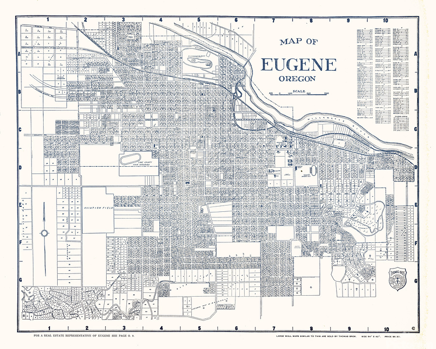 1920 Map of Eugene Oregon by History In Your Home Wall Art