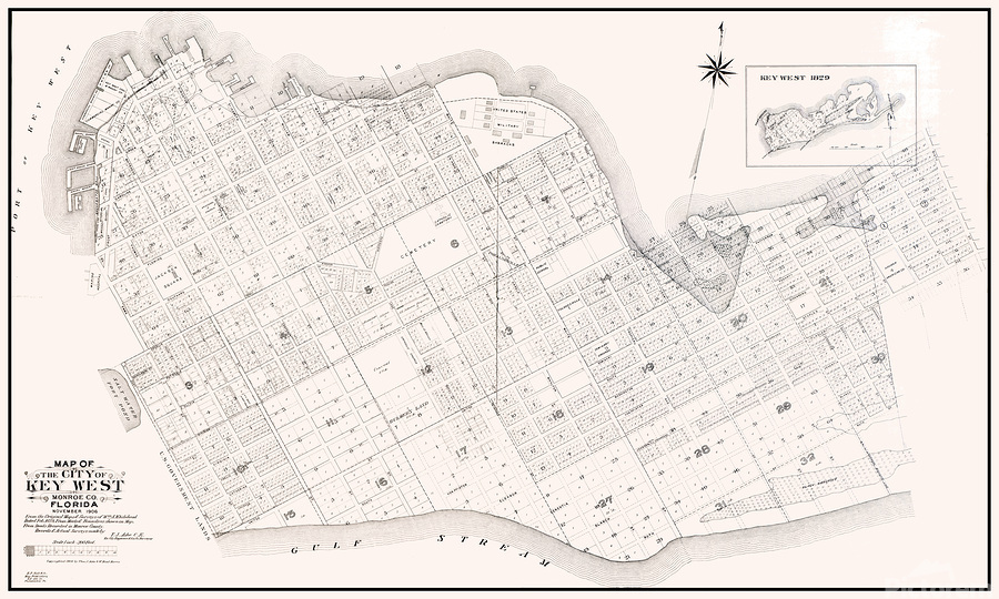 1906 Map of Key West Florida – Historic Chart Depicting Monroe County’s ...