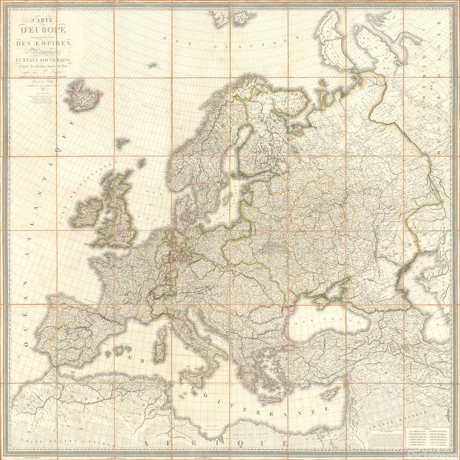 1816 Map of Europe – Post-Napoleonic Map Showing National Borders ...