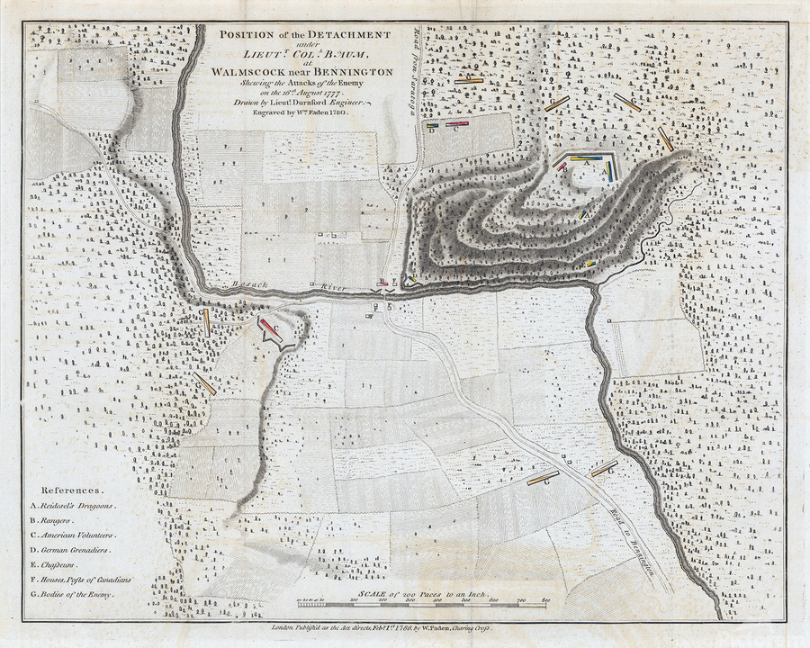 Military Map of the 1777 American Revolutionary War Battle of ...