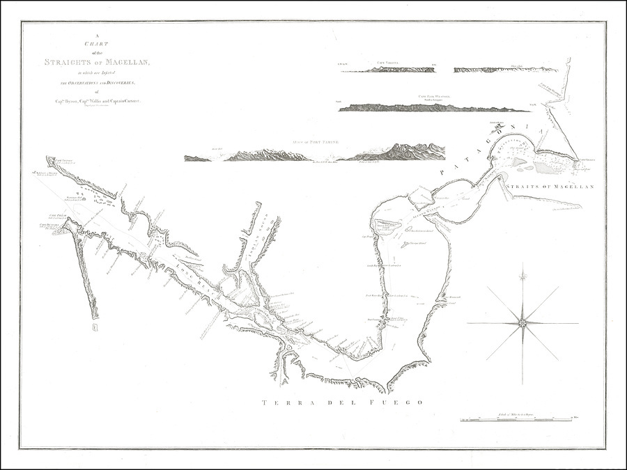 1773 James Cook Sea Chart Map of the Straits of Magellan by History In ...