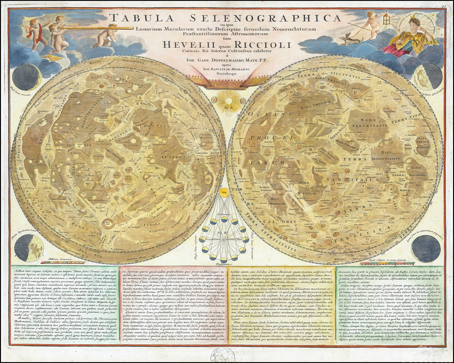 18th Century Scientific Map of the Moon by History In Your Home Wall Art