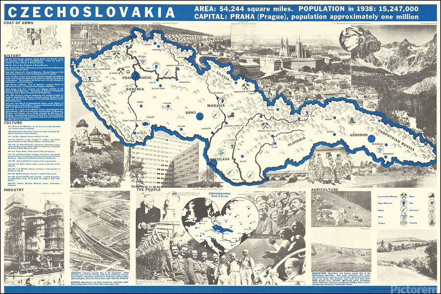 1939 Map of Czechoslovakia – Pre-World War II Political Map Showing ...