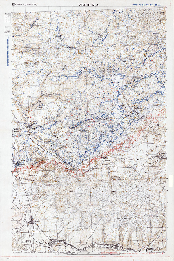 1916 Trench Map of Verdun – Final Phase World War I Military Diagram ...