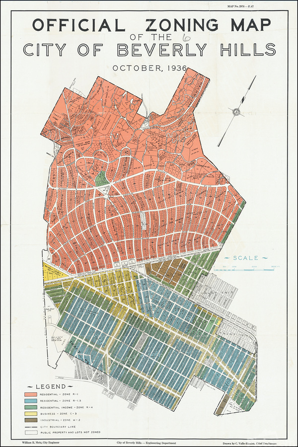 1936 Map of Beverly Hills California Showing Streets Property Divisions ...