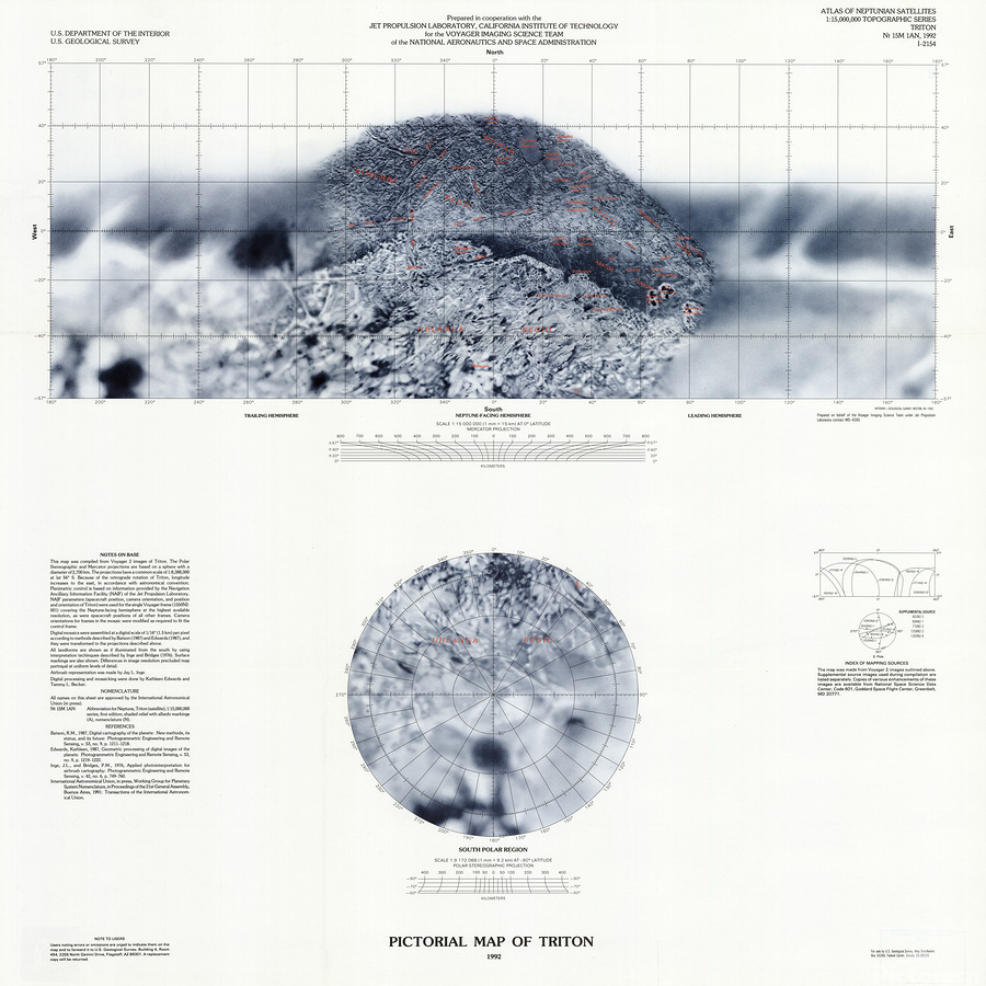 NASA Pictorial Map of Triton Neptune Retrograde Moon by History In Your ...