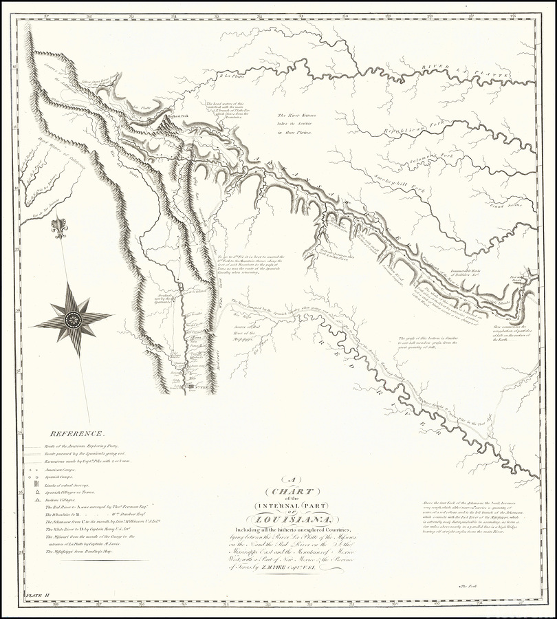 1810 Map of the Second Pike Expedition of Map of the Rocky Mountains ...