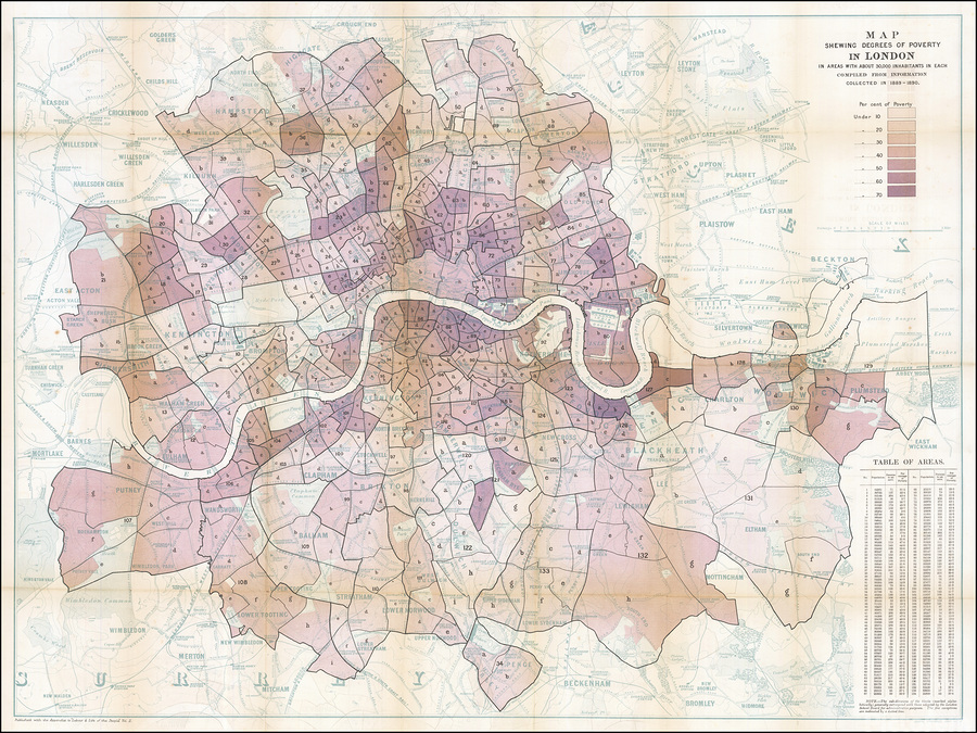 1891 Booth Poverty Map of London England – Groundbreaking Victorian-Era ...