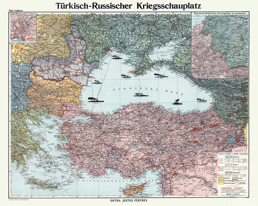 1917 Military Map of the First World War Caucasus Campaign Middle ...