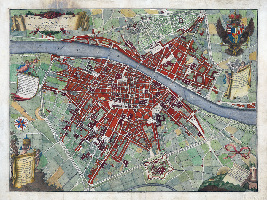 1755 Ruggieri Zocchi Map Plan of Florence Italy by History In Your Home ...