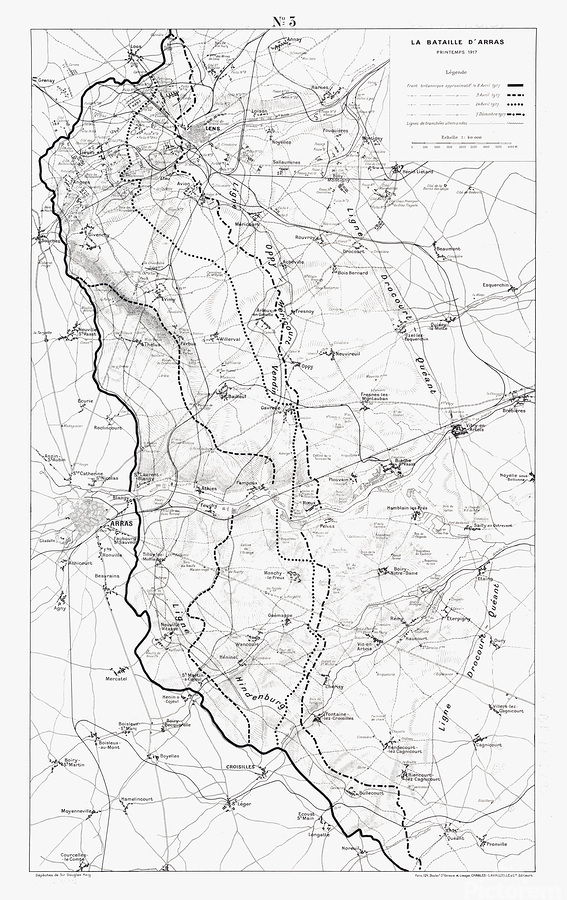 1917 Military Map of the Second Battle of Arras – Historic World War I ...