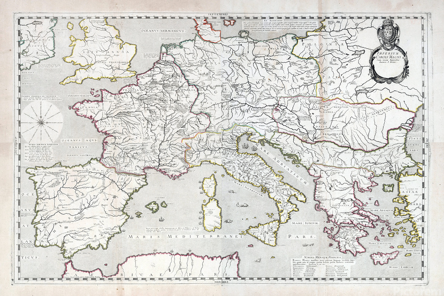 Historical Map of Charlemagne’s Carolingian Empire Showing Extent of ...