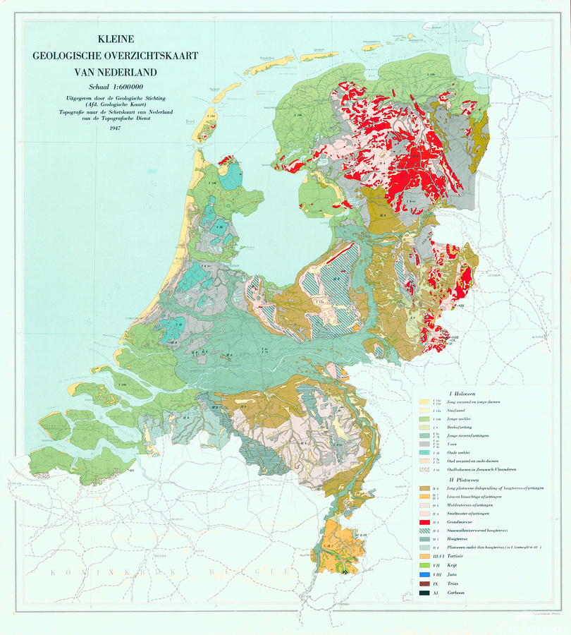 Geological Map of the Netherlands Highlighting Subsurface Formations ...