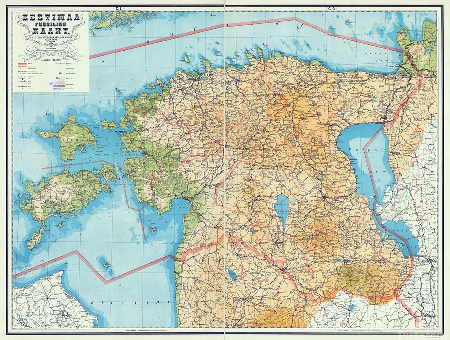 1929 Map of Estonia – Historical Baltic Nation Chart Depicting ...