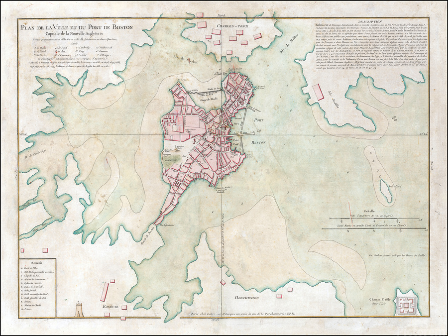 1764 Map of Boston Massachusetts – Colonial American Map Depicting ...