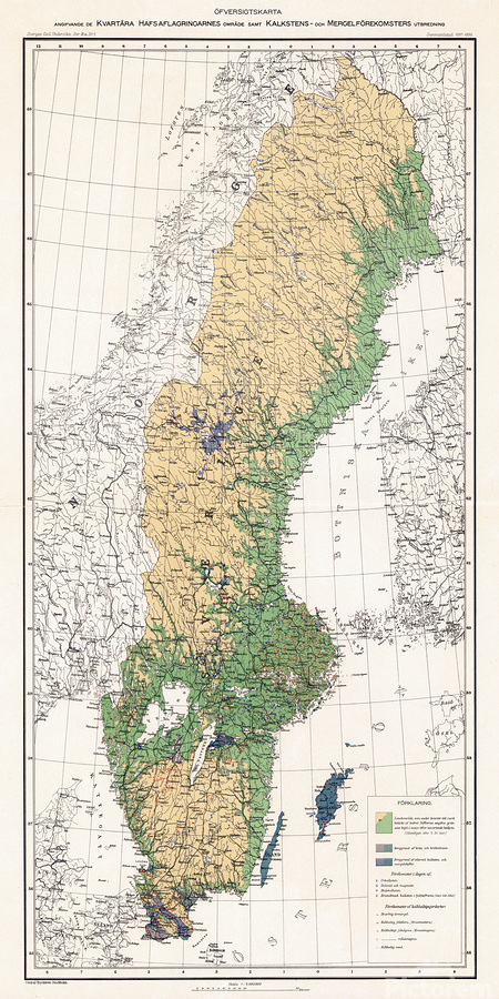 1898 Geological Map of Sweden by History In Your Home Wall Art