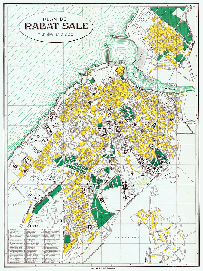 1940 Map of Rabat Morocco – Detailed Urban Map Depicting Streets ...