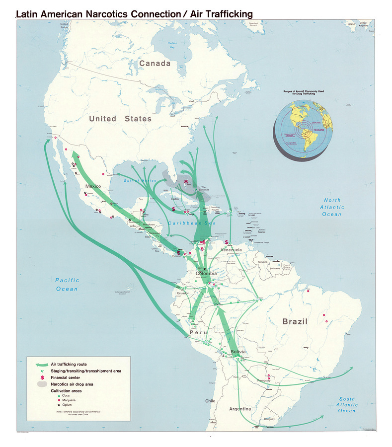1985 CIA Map of Latin American Drug Air Trafficking Routes – Cold War ...