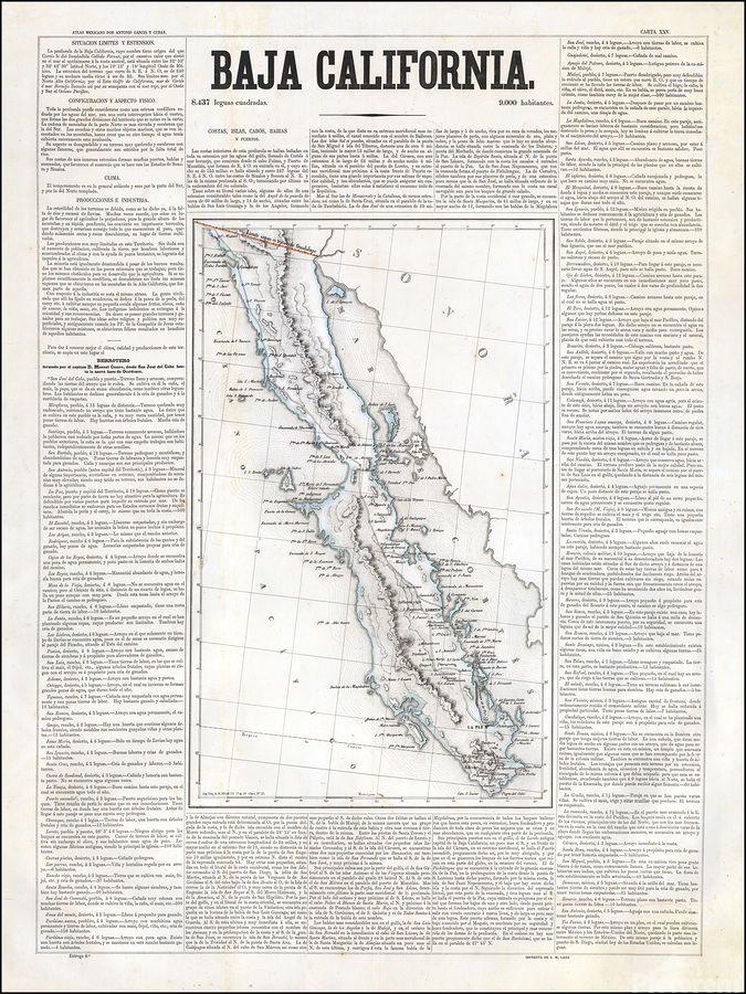 1858 Map of Baja California Mexico – 19th Century Peninsula Map ...